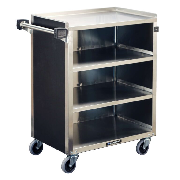 Lakeside 615 Enclosed Bussing Cart, Stainless Steel, 4 Shelf: 15-1/2" x ...