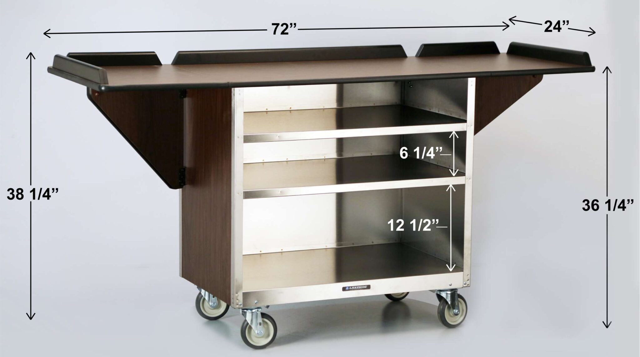 Lakeside 675 Beverage Service Cart, Enclosed with Vinyl Finish, Drop ...