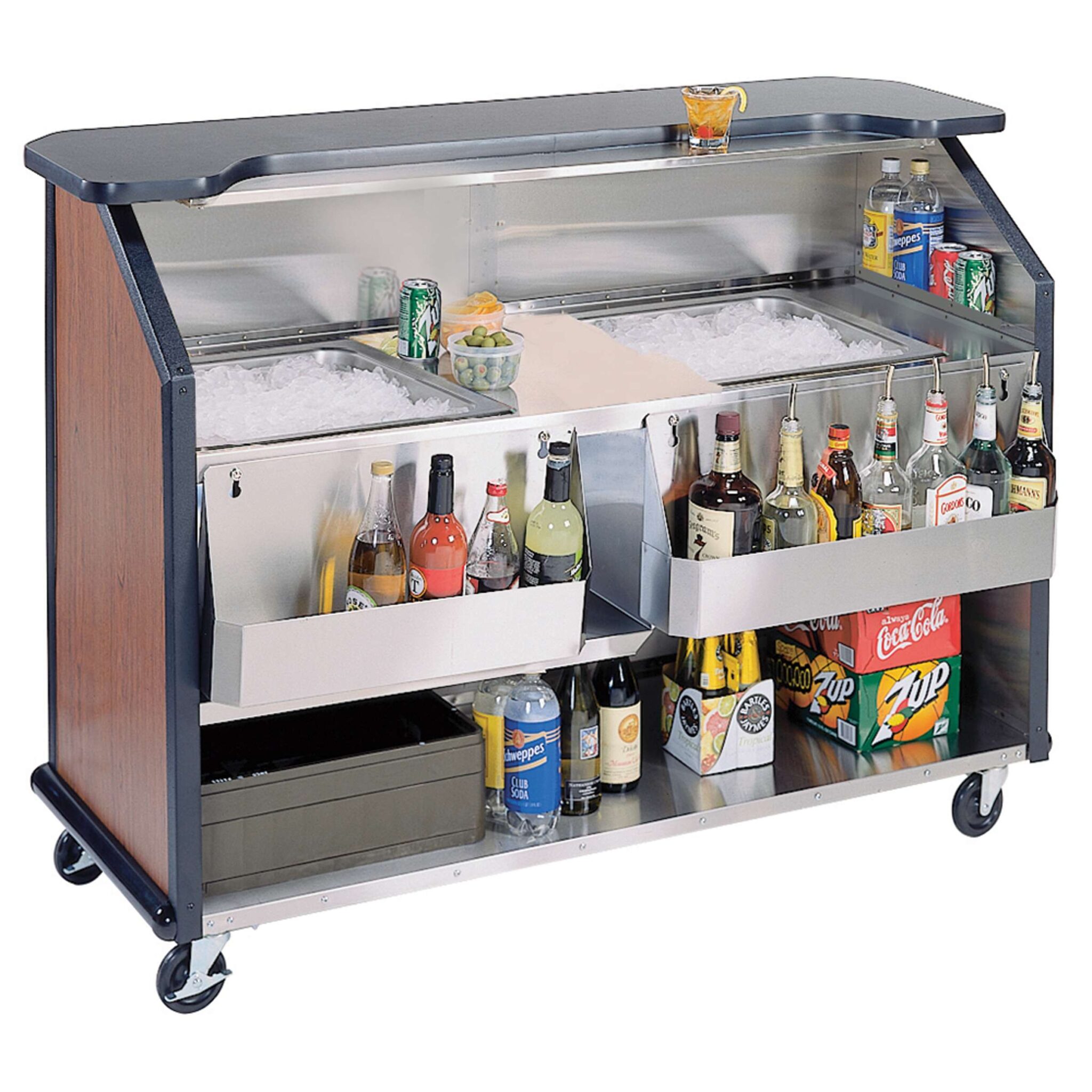 Geneva 76886 Portable Beverage Bar with (2) 40-Lb. Ice Bins, (2) Speed ...