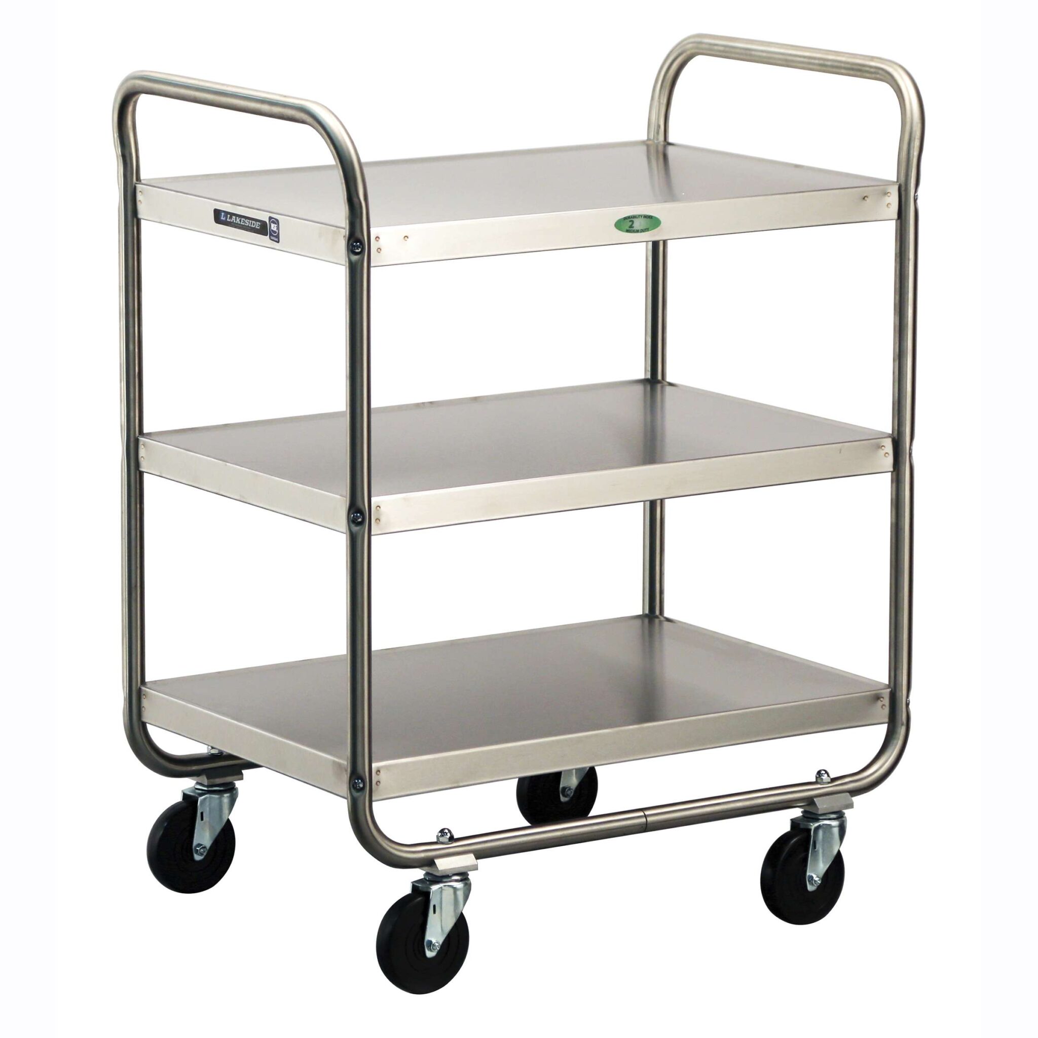 Lakeside 222 Tubular Utility Cart, NSF, Stainless Steel, 3 Shelf: 18" x ...