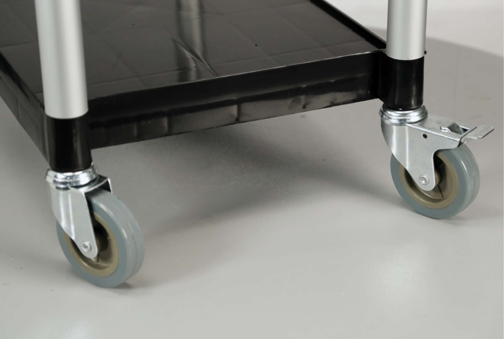 Lakeside 2500 Plastic Utility Cart with Dual Handles, Black, 3 Shelf ...