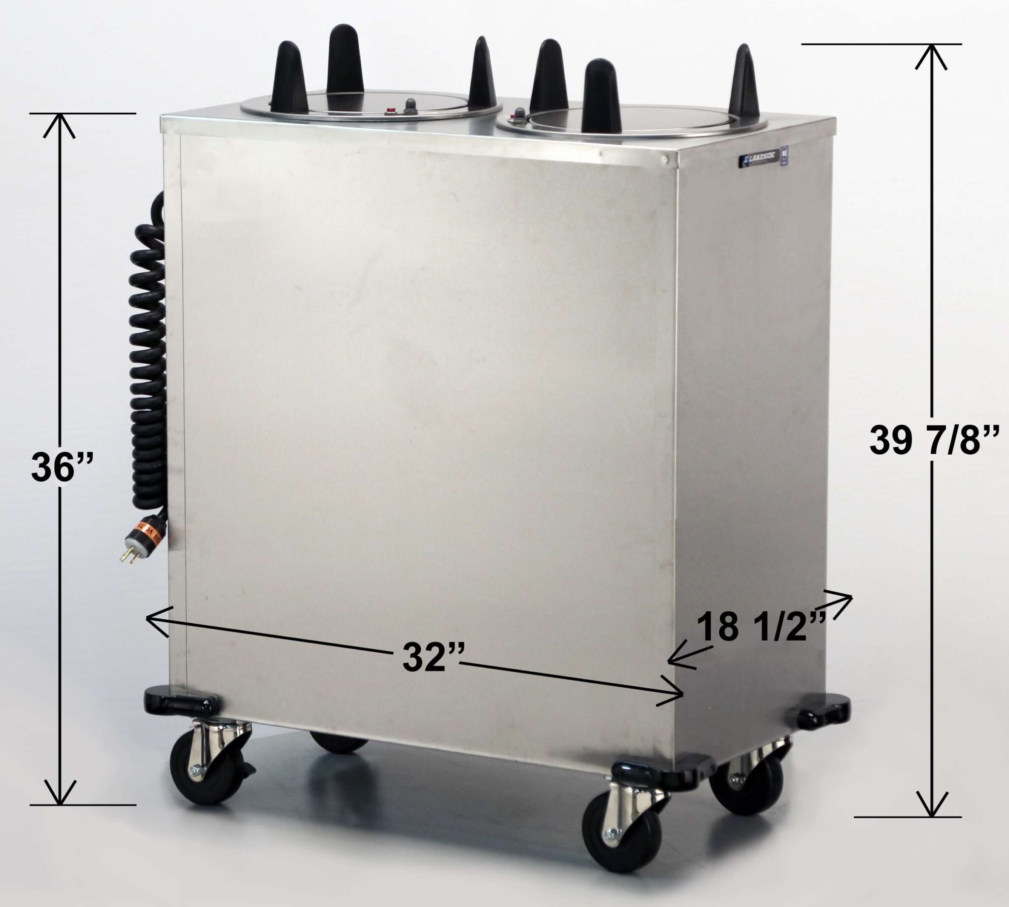 Lakeside 6210 Mobile Plate Dispenser, Heated, Two Stack, for 9-1/4 to ...