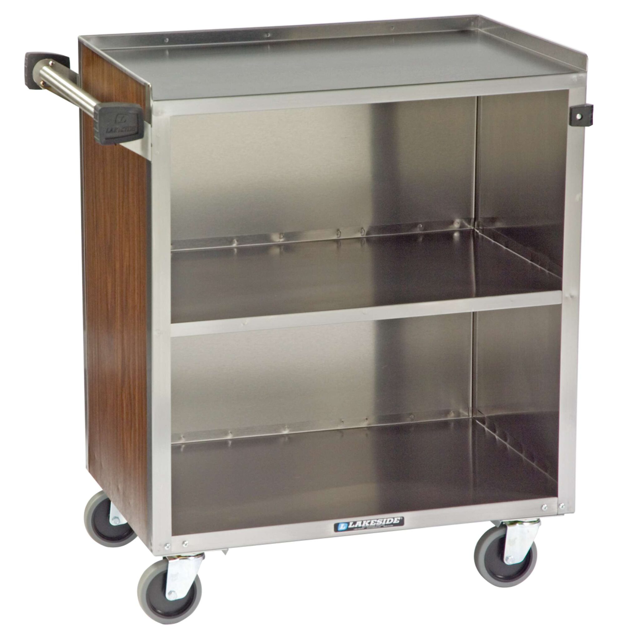 Lakeside 622 Enclosed Bussing Cart, Stainless Steel, 3 Shelf: 18" x 27 ...