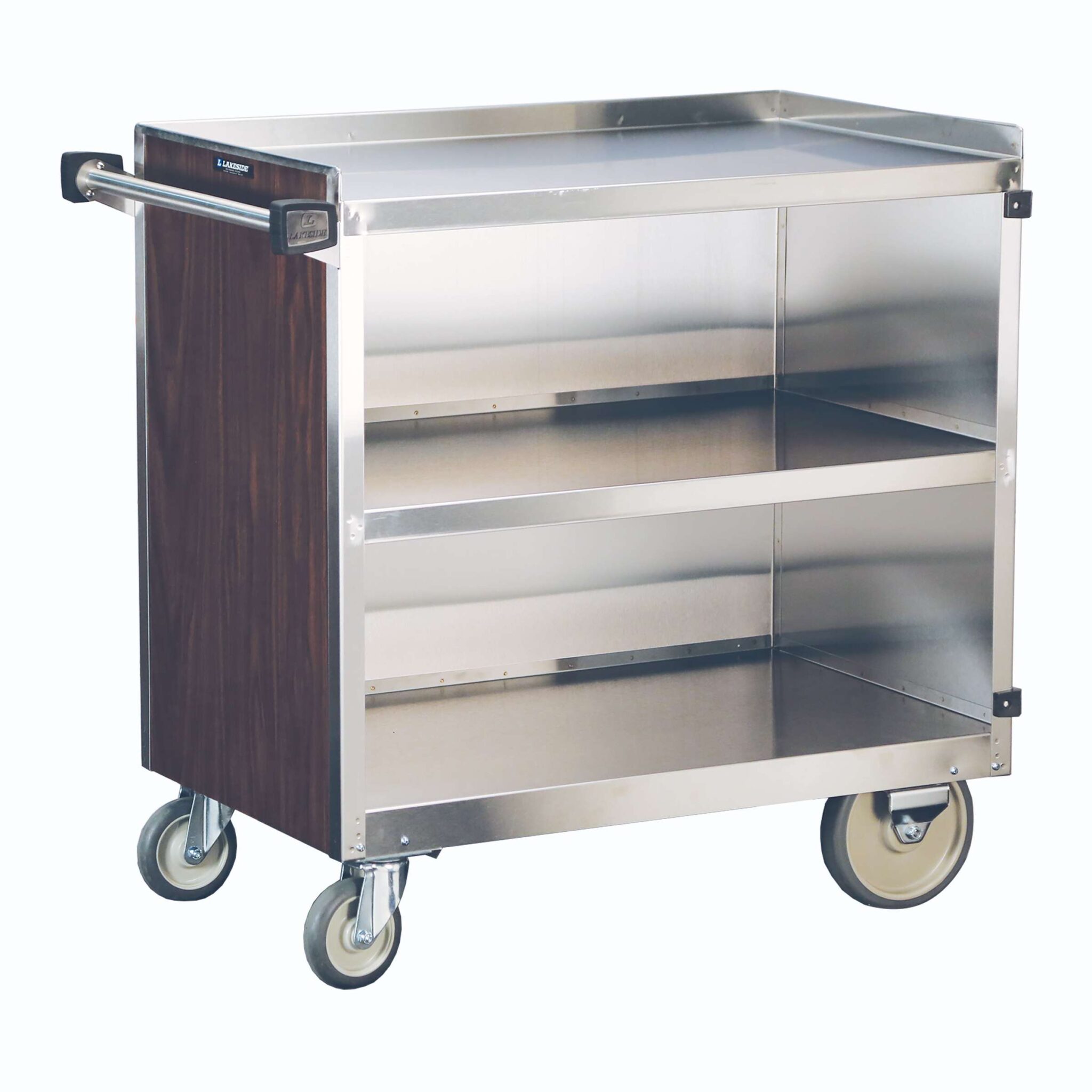 Lakeside 844 Enclosed Bussing Cart, Stainless Steel, 3 Shelf: 21" x 35 ...