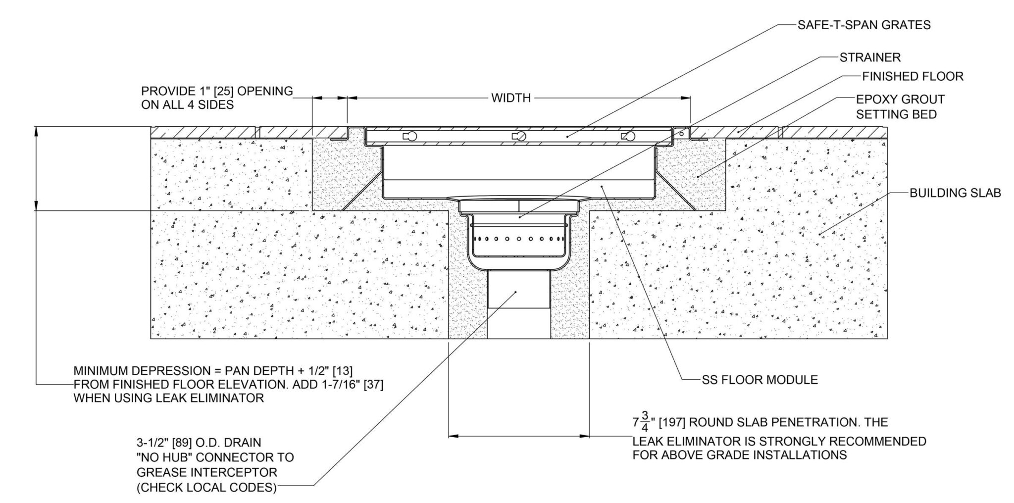 Floor Trough, 120" x 30" x 19" - Lakeside Foodservice