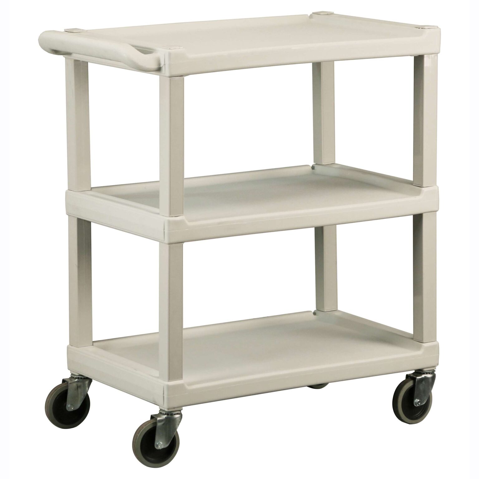 Lakeside 2500 Plastic Utility Cart with Dual Handles, Black, 3 Shelf ...