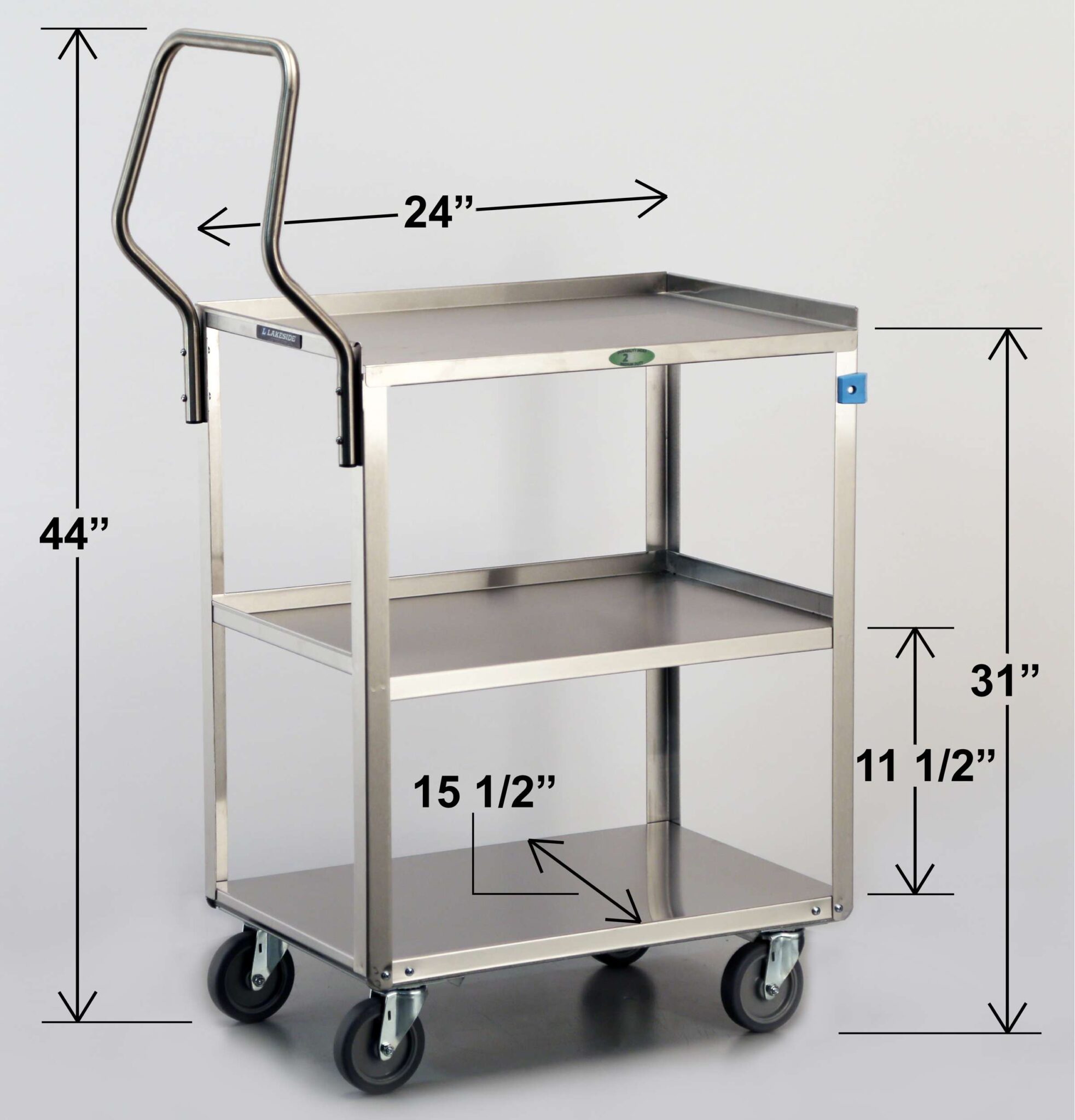 Lakeside 4411 Handler Series Utility Cart with Ergonomic Handle, 3 ...