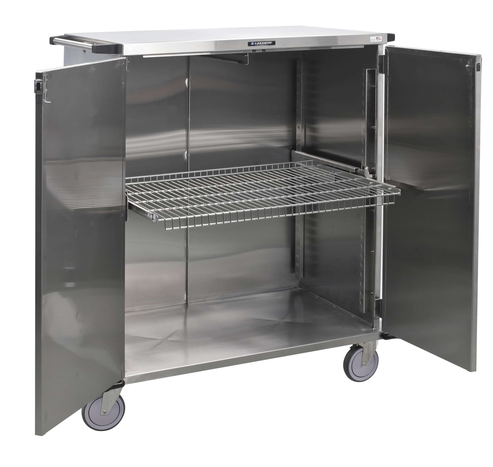 Lakeside 6937 Closed Case Cart, Two Door, Wire Shelves, 36-In Shelf ...