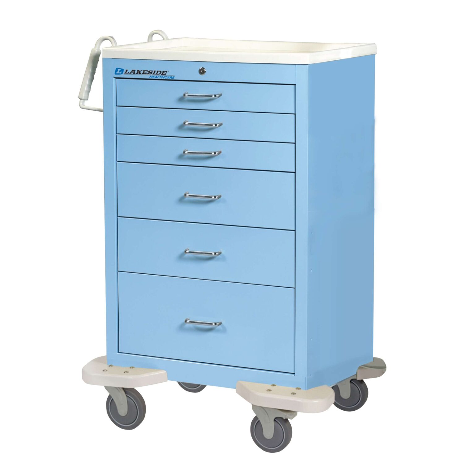 Lakeside C-630-K-1B Anesthesia Cart, Blue, (1) Key Lock, (6) Drawers ...