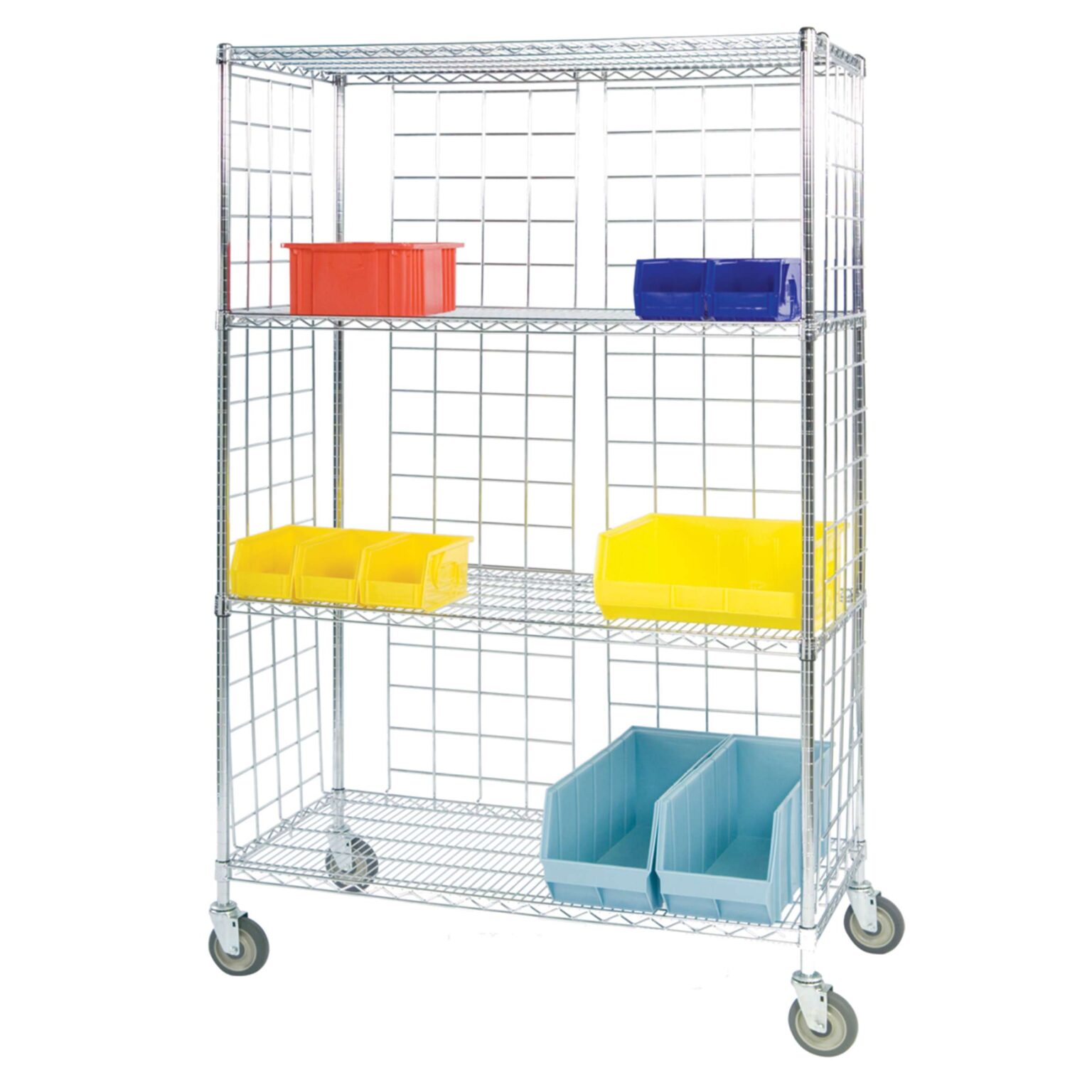 Lakeside R184863CTS-4 Round Post Enclosed Wire Cart, 4 Shelf: 18" x 48 ...