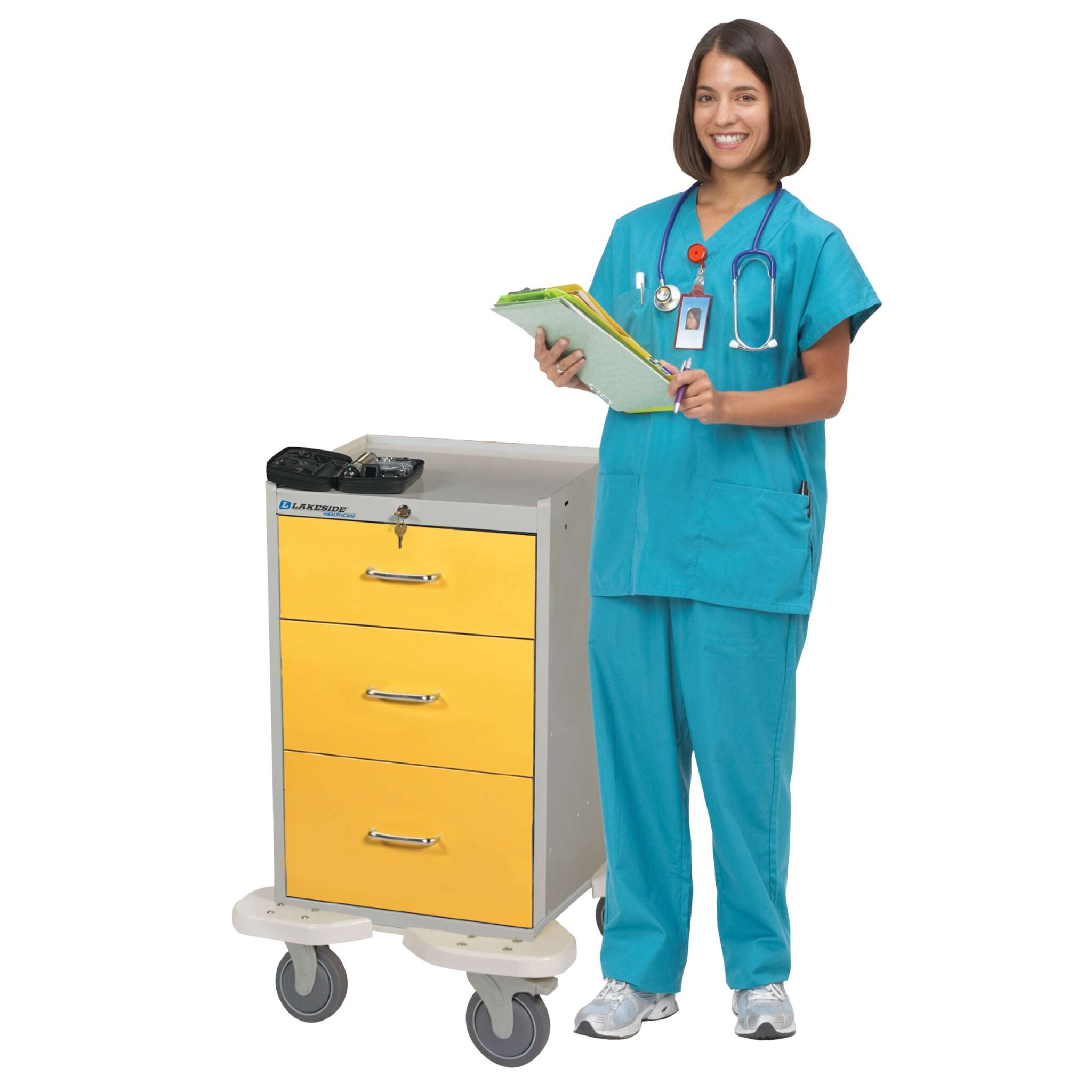 Lakeside C-330-K-2Y Isolation Cart, Yellow with Telegraph Gray, (1) Key ...