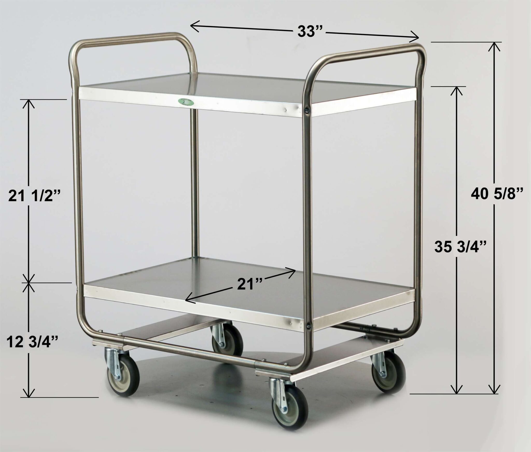 Lakeside 243 Tubular Utility Cart, NSF, Stainless Steel, 2 Shelf: 21" x ...