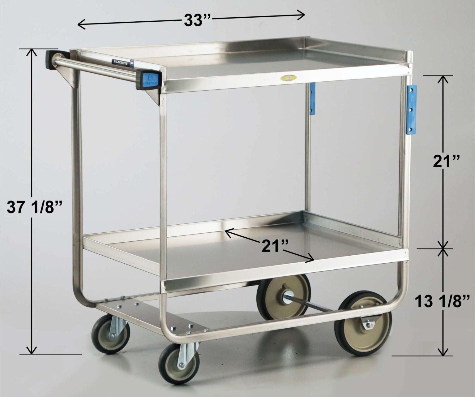 Lakeside 543 Stainless Steel Utility Cart, NSF, 2 Shelf: 21" x 33 ...