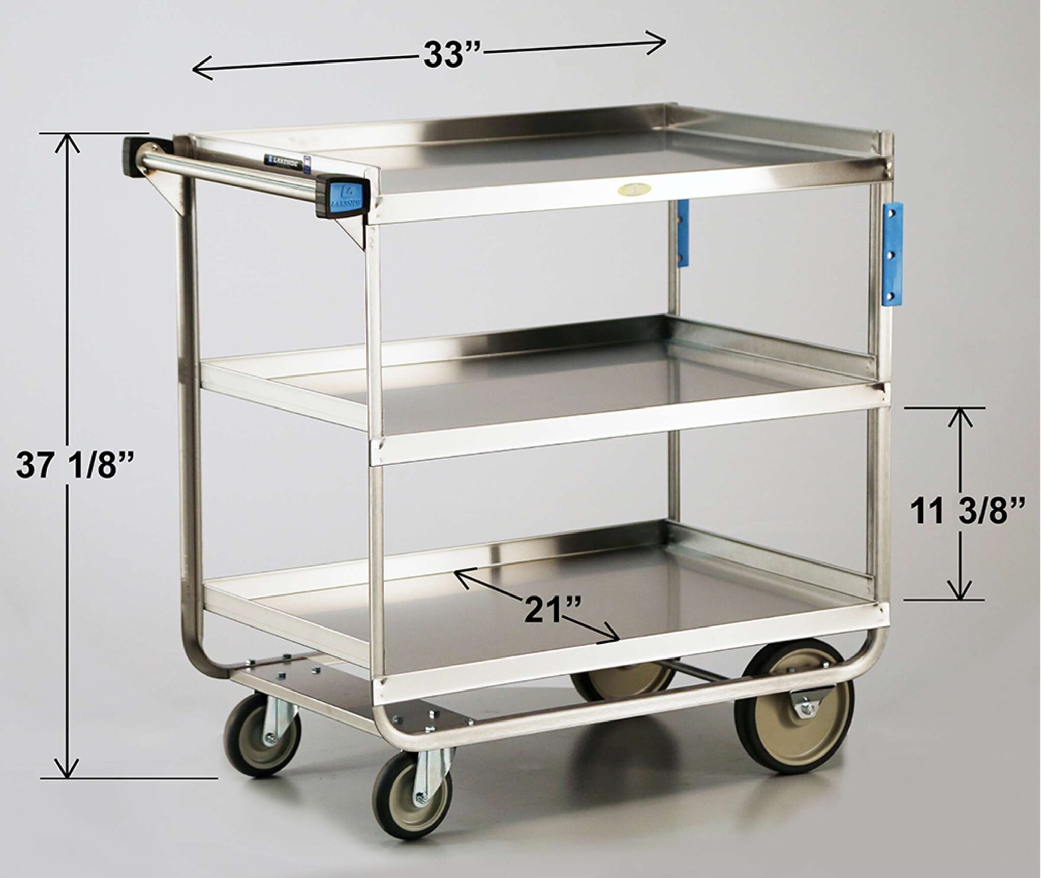 Lakeside 544 Stainless Steel Utility Cart, NSF, 3 Shelf: 21" x 33 ...