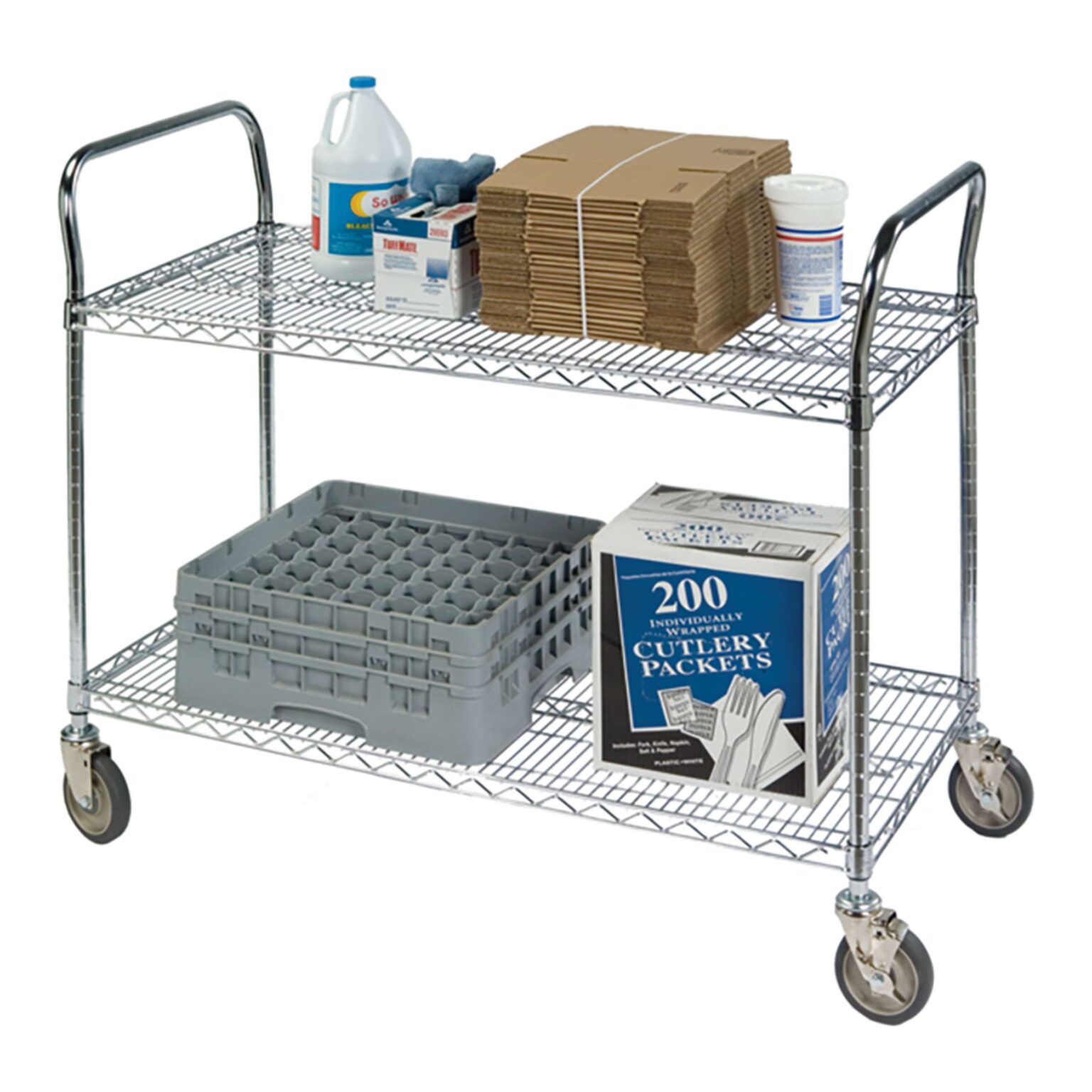 Lakeside R2460CUC-2 Round Post Wire Shelf Utility Cart, 2 Shelf: 24" x ...